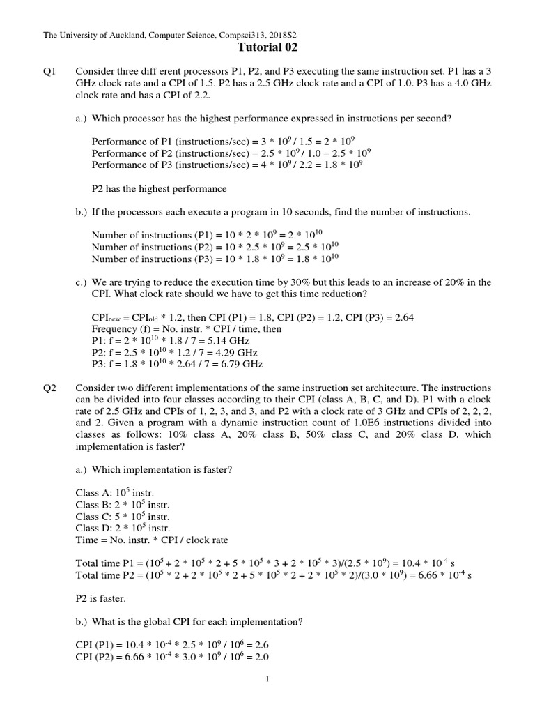 Tutorial02 Sol | PDF | Central Processing Unit | Computer Hardware