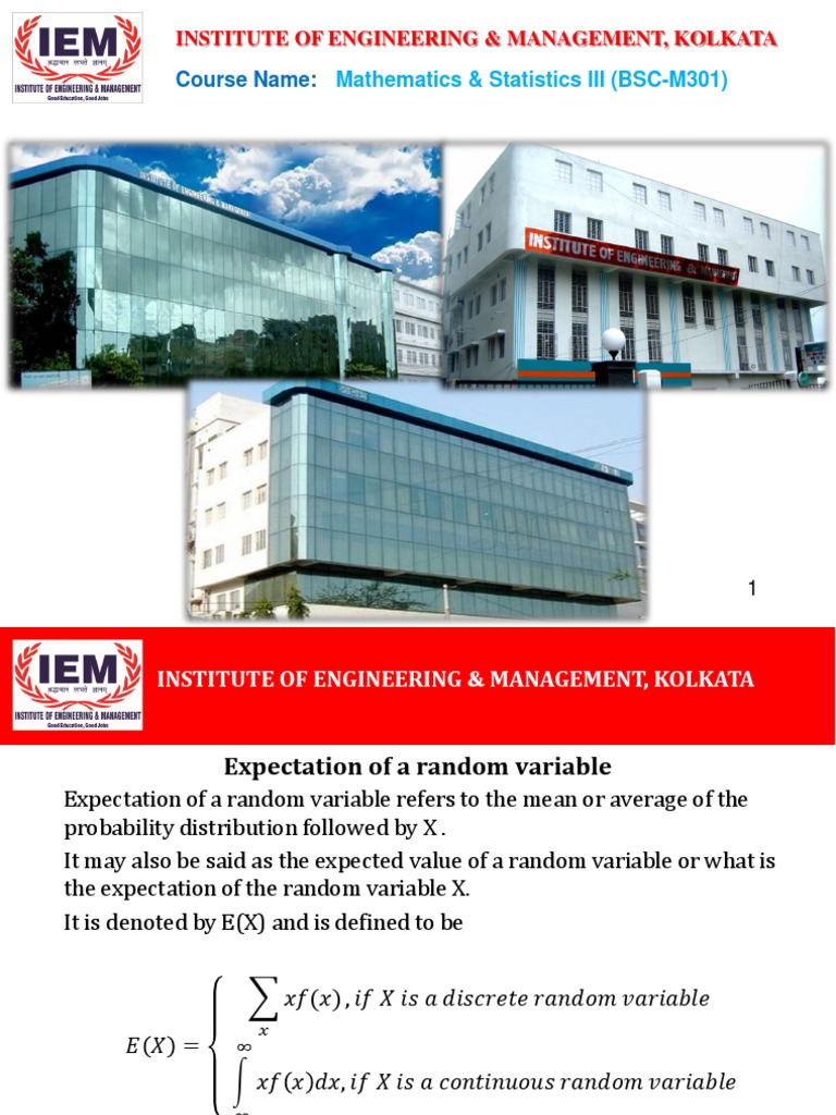 Math & Stats III: Expectation & Variance | PDF | Variance | Random Variable