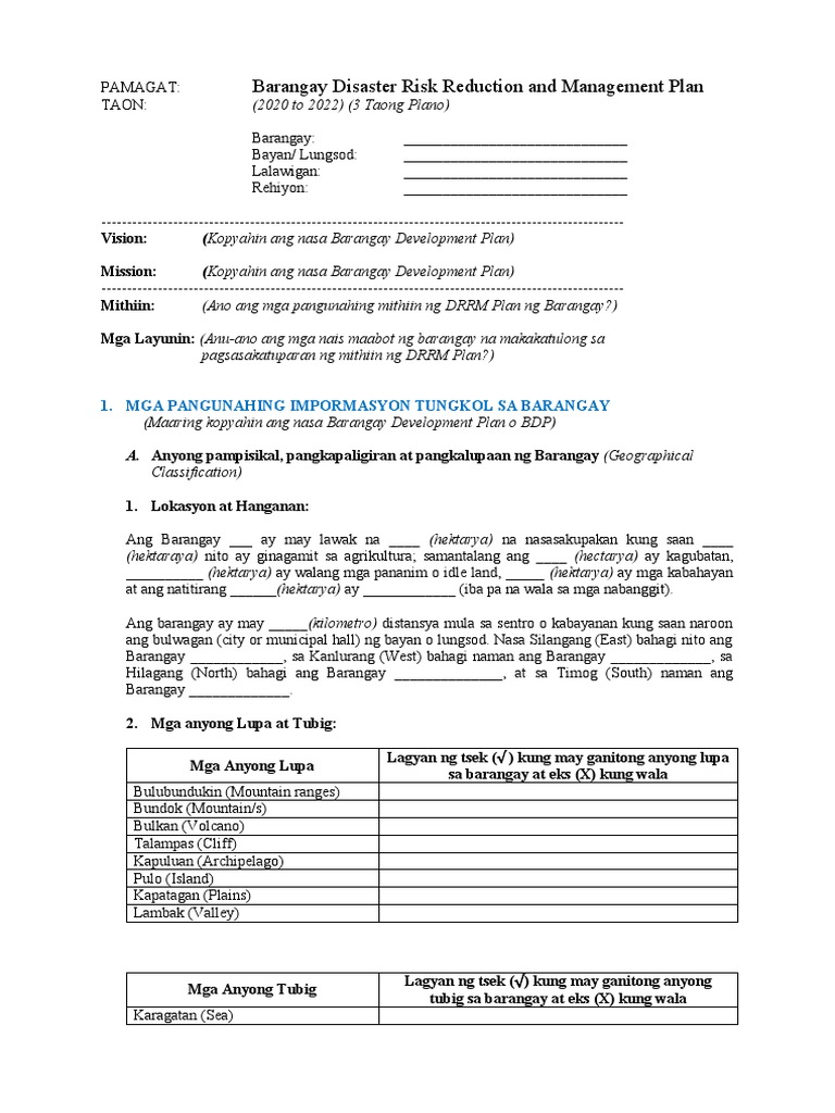 Simplified BDRRM Plan Template - Version06 - FINAL | PDF