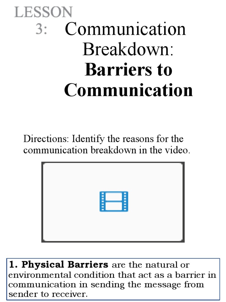 Lesson 3 - COMMUNICATION BREAKDOWN | PDF | Communication | Attitude (Psychology)
