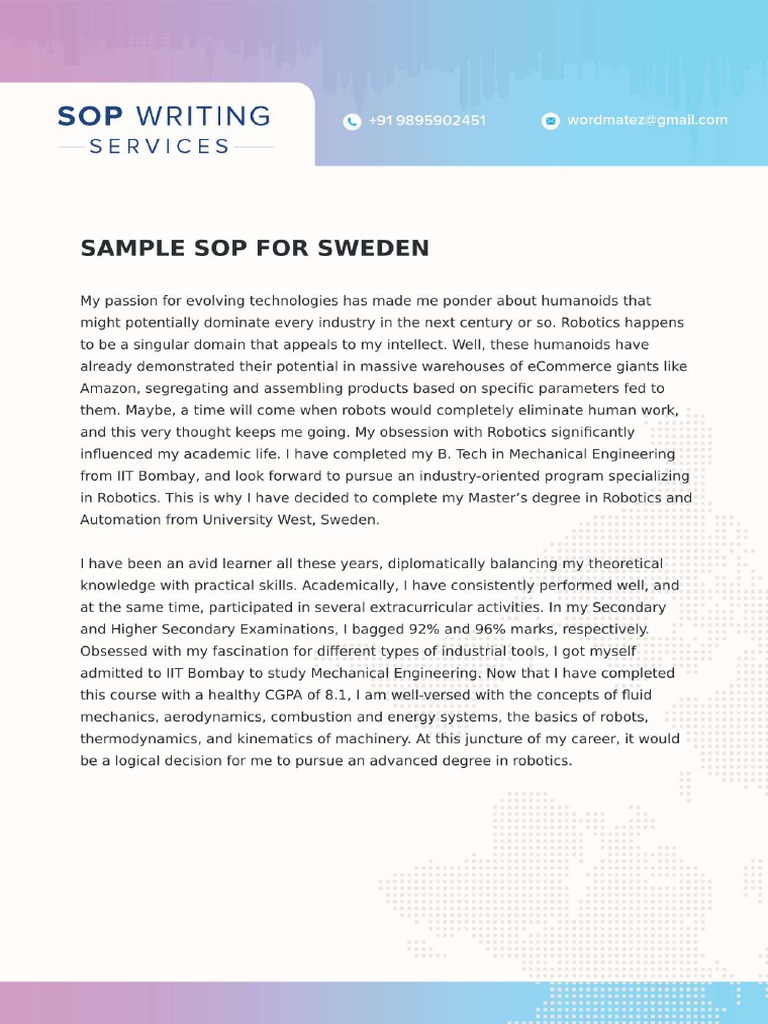 Sample Sop For Sweden | PDF