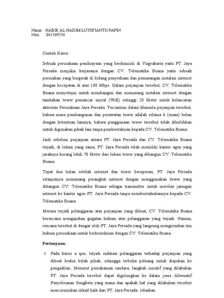 Tugas 1 HUKUM PERDATA | PDF