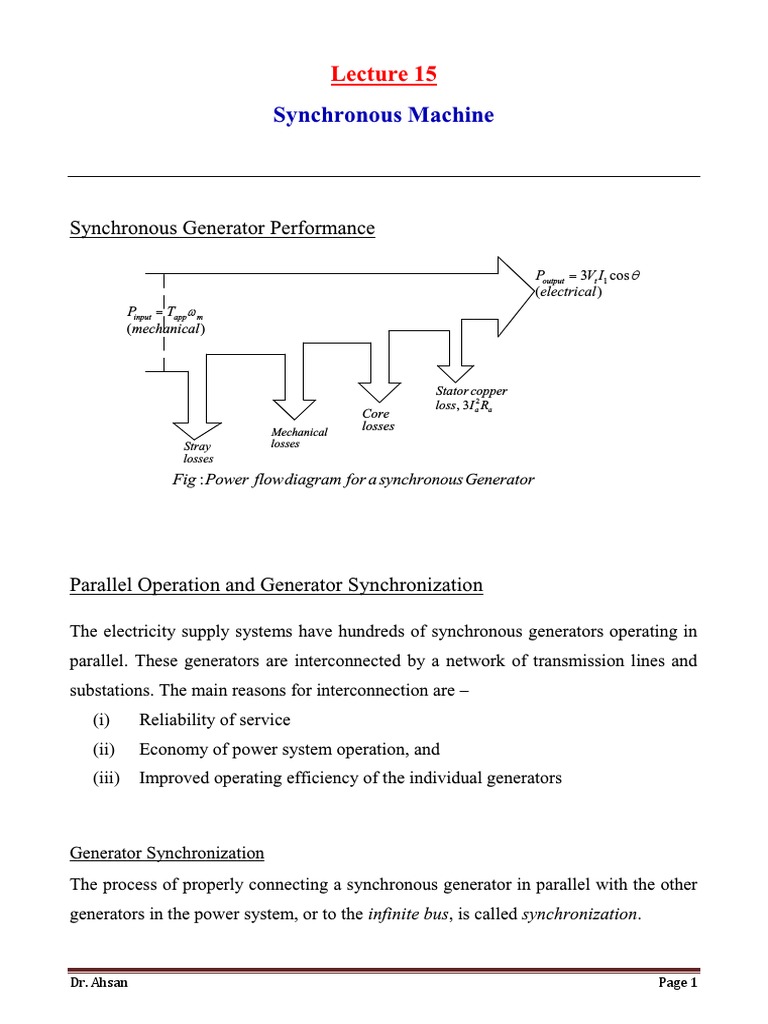 Lecture 15 Synchronous Machine | PDF | Electric Motor | Electric Generator