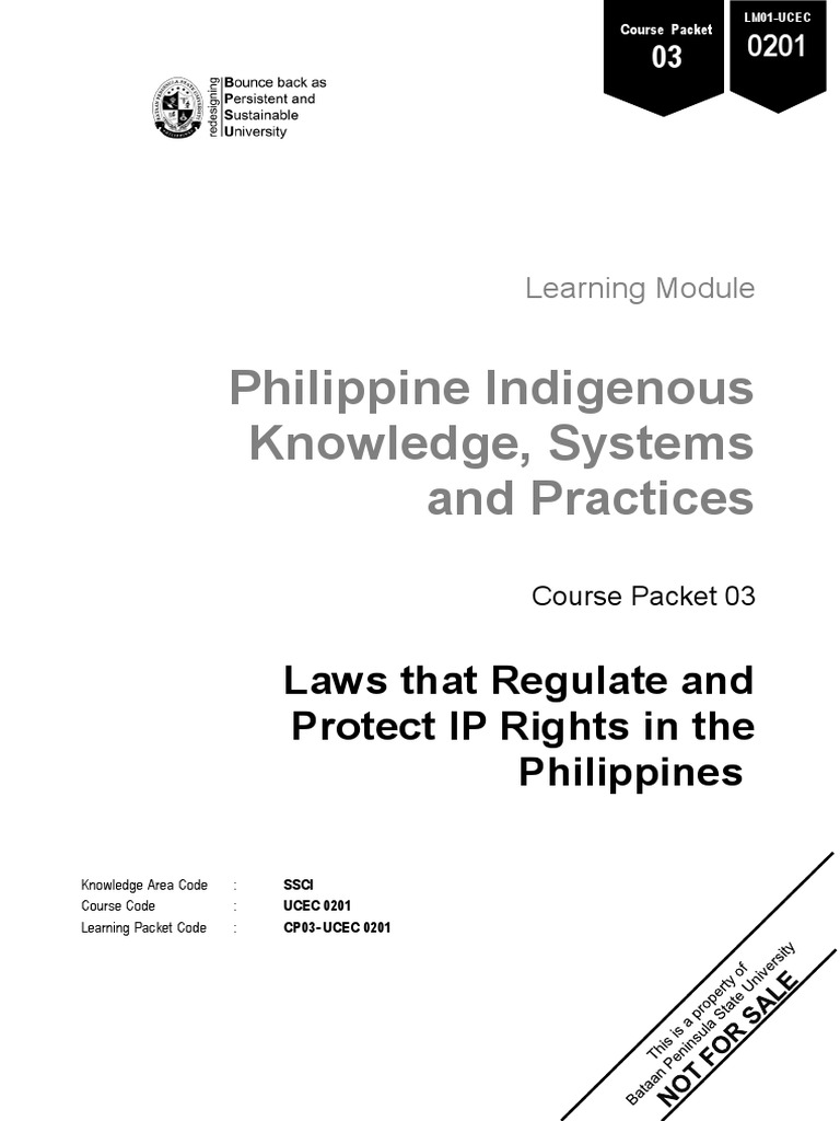 Learning Packet 03 Laws That Regulate and Protect IP Rights in The ...
