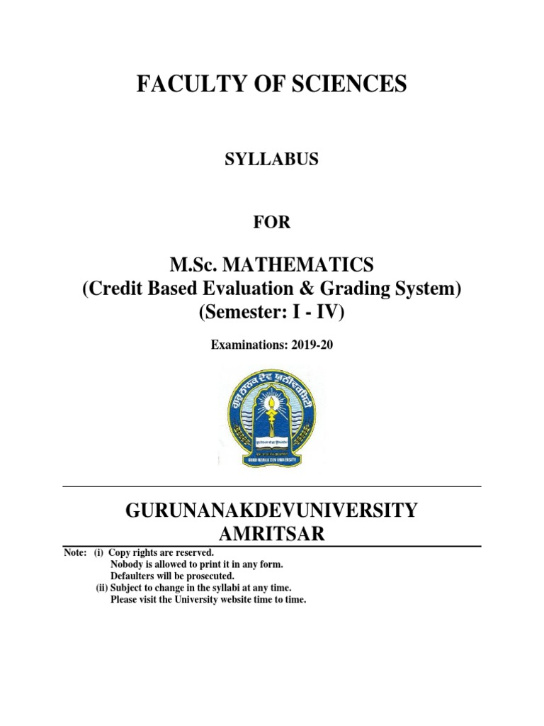 MSC Mathematics (Cbegs) (Semester I-IV) 2019-20 | PDF | Ring ...