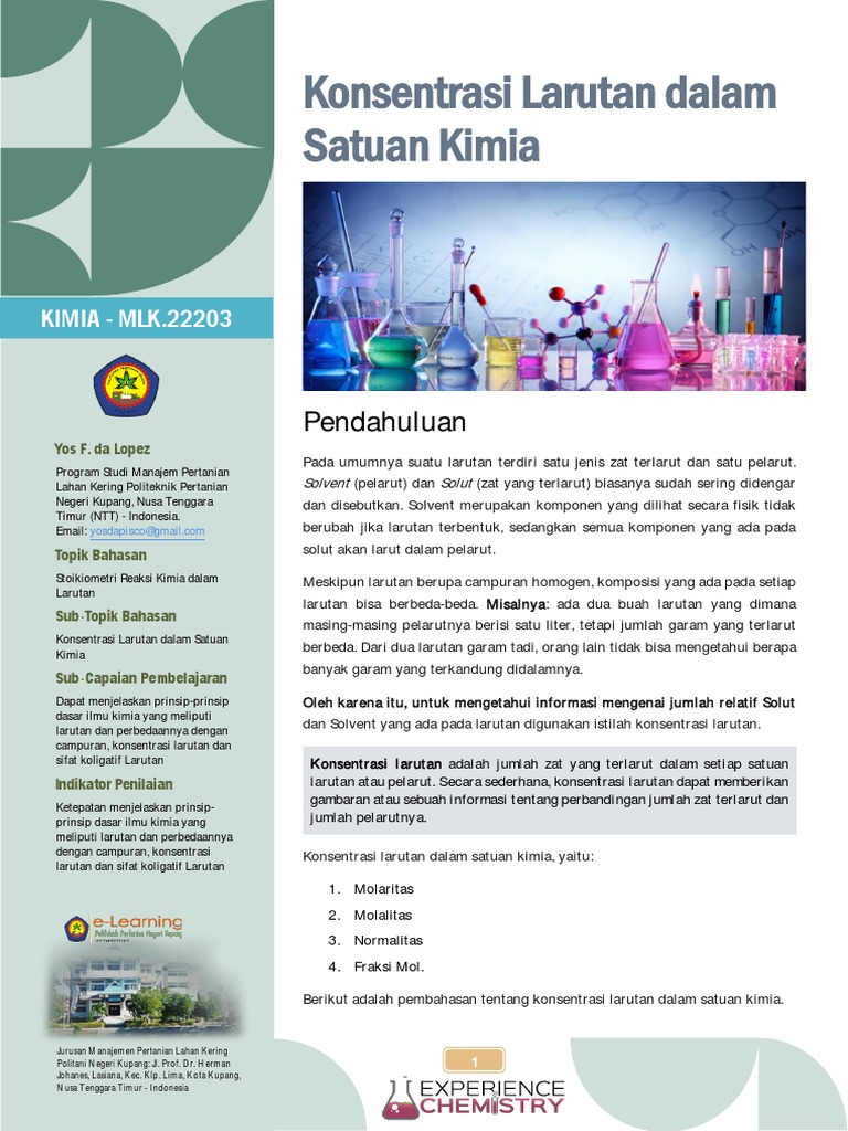 5-4-Konsentrasi Larutan Dalam Satuan Kimia | PDF