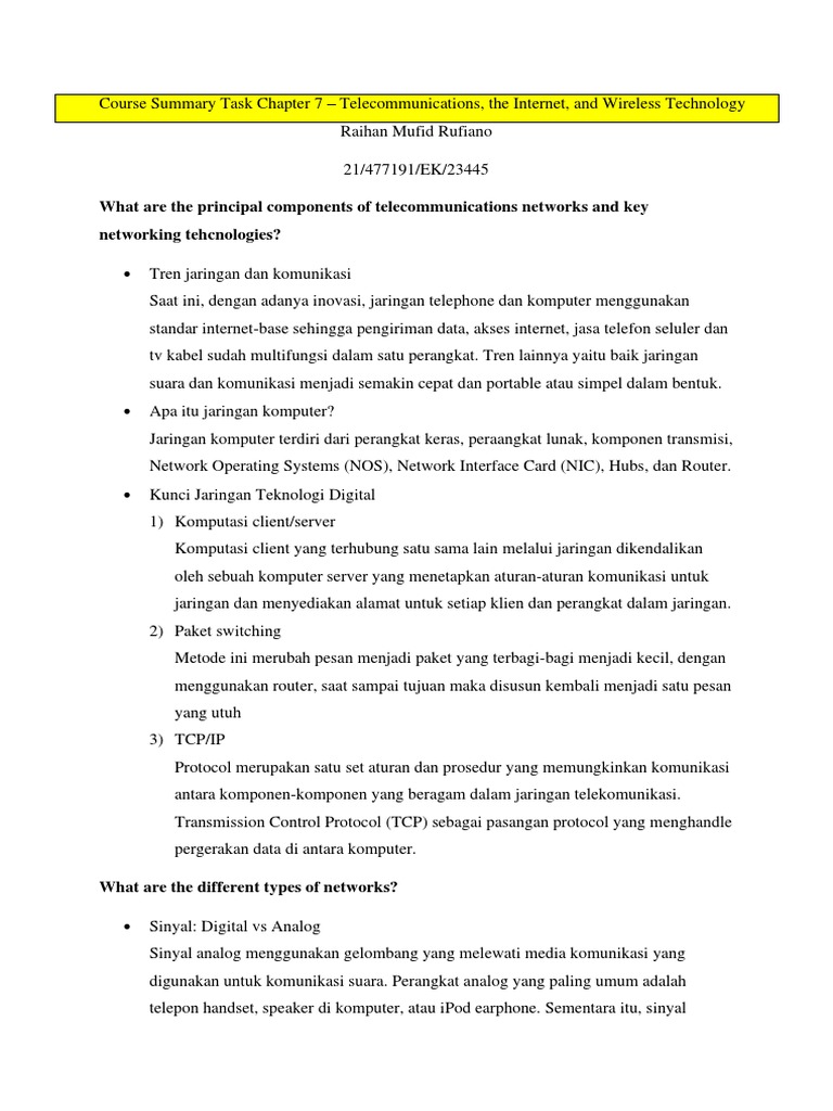 Course Summary Task Chapter 7 | PDF | Seni | Komputer