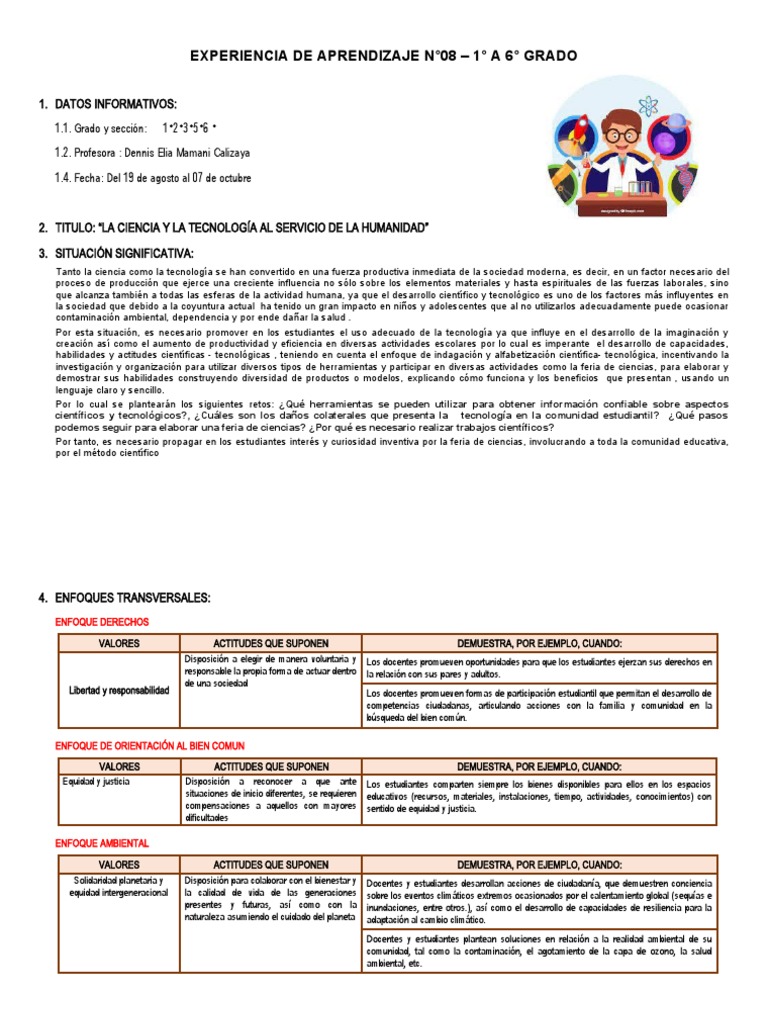 5° Grado - Experiencia de Aprendizaje N°07 | PDF | División (Matemáticas) | Números