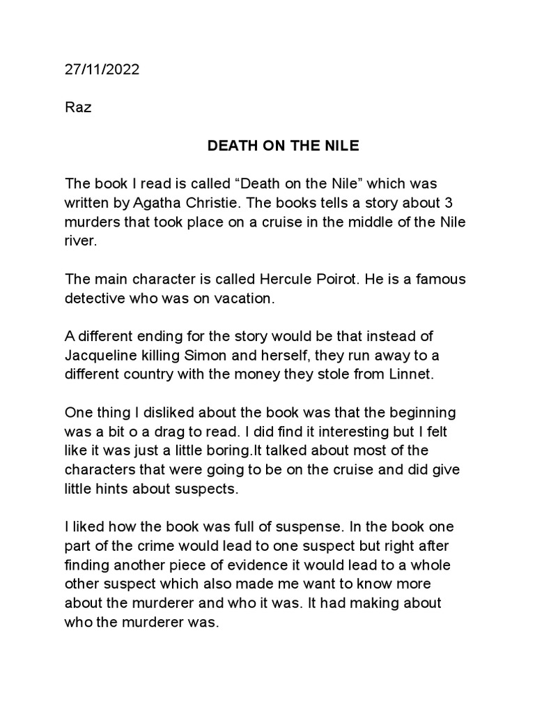 Death on the Nile: A Suspenseful Review | PDF | Mystery, Thriller ...