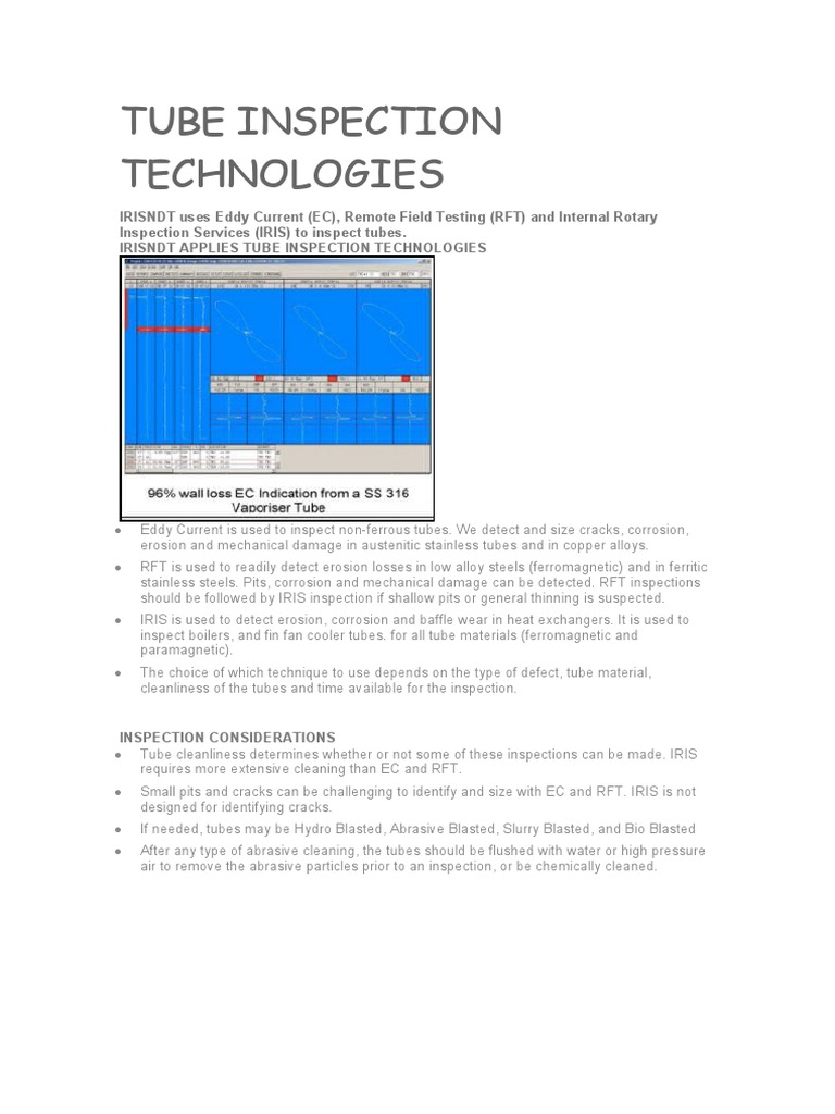 Tube Inspection Technologies Explained | PDF | Home & Garden | Science ...