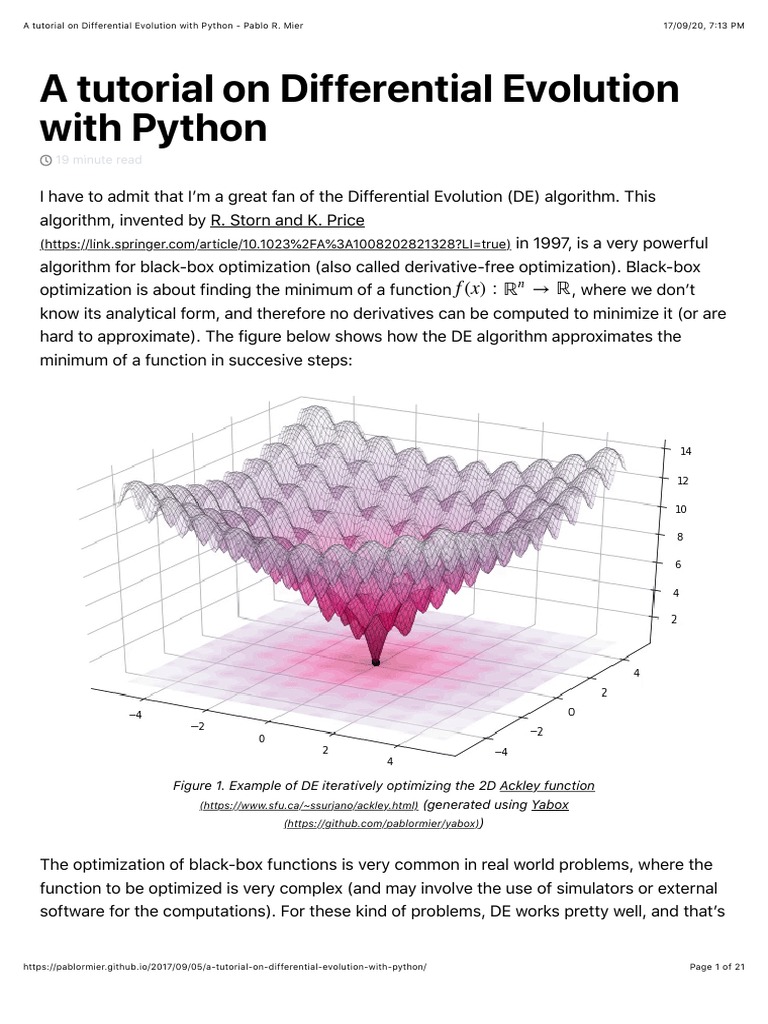 Differential Evolution Python Guide | PDF | Function (Mathematics) | Mathematical Optimization