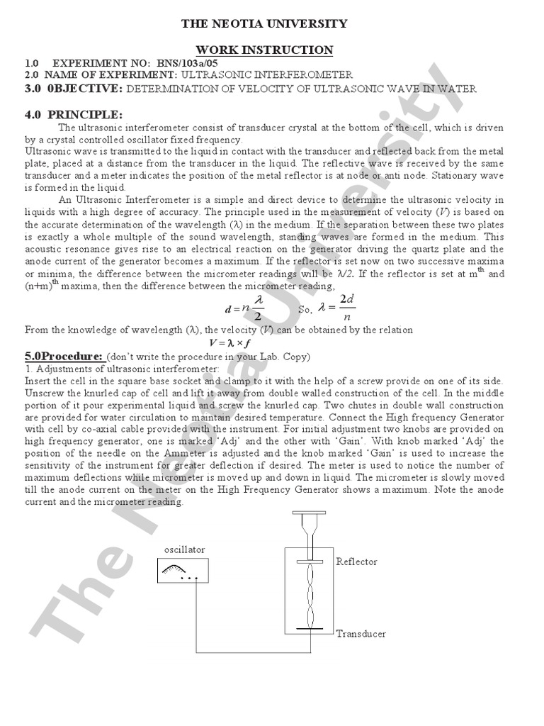 Ultrasonic Interferometer Bns | PDF | Waves | Ultrasound
