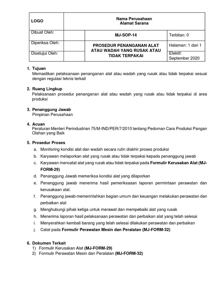 Prosedur penanganan alat rusak | PDF