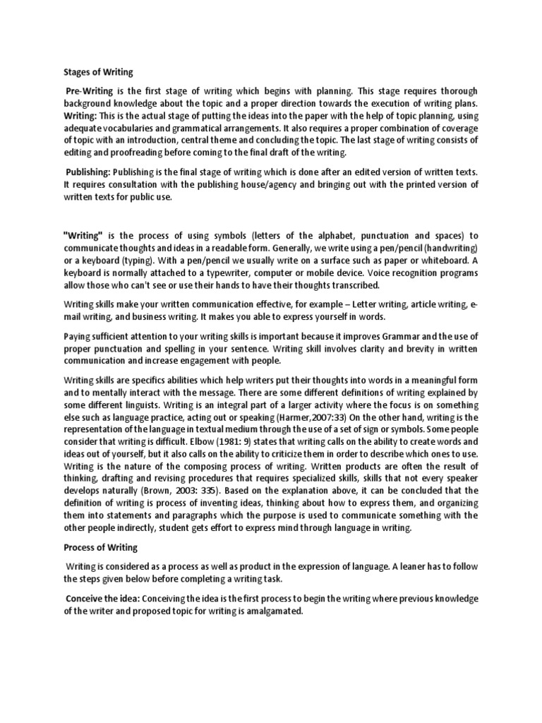 Writing Skill | PDF | Writing | Thought