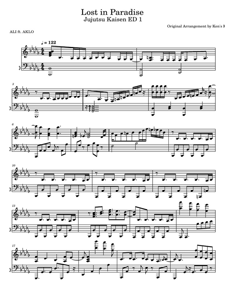 Lost in Paradise Feat AKLO ALI Jujutsu Kaisen ED | PDF
