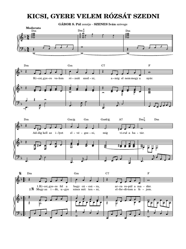 Kicsi, Gyere Velem Rózsát Szedni | PDF