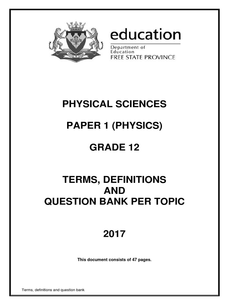 Definitions and Questions Paper 1 | PDF | Force | Electromagnetic Induction
