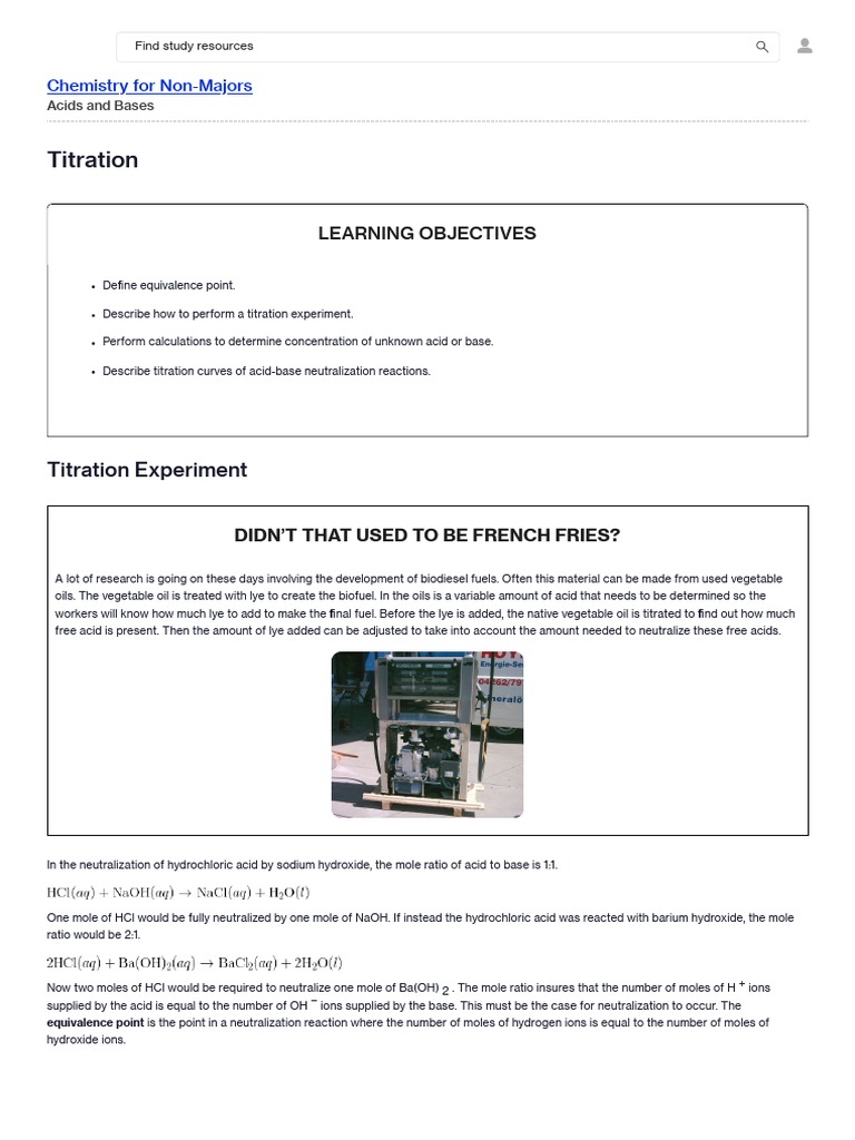 Titration - Chemistry For Non-Majors - Course Hero | PDF | Titration ...