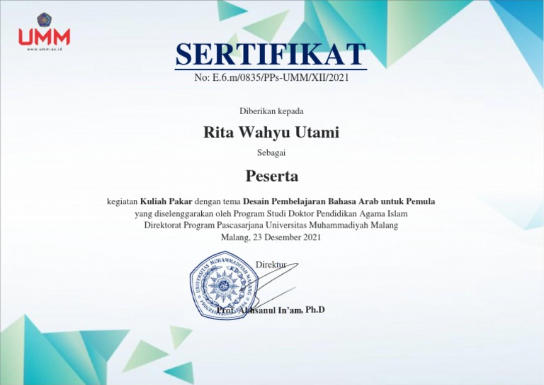 Rita Wahyu Sertifikat Utami | PDF