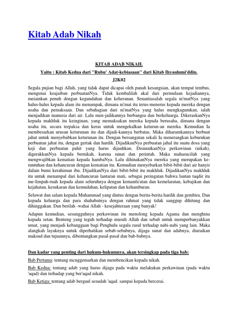 Adab dan Keutamaan Nikah dalam Islam | PDF | Agama & Spiritualitas