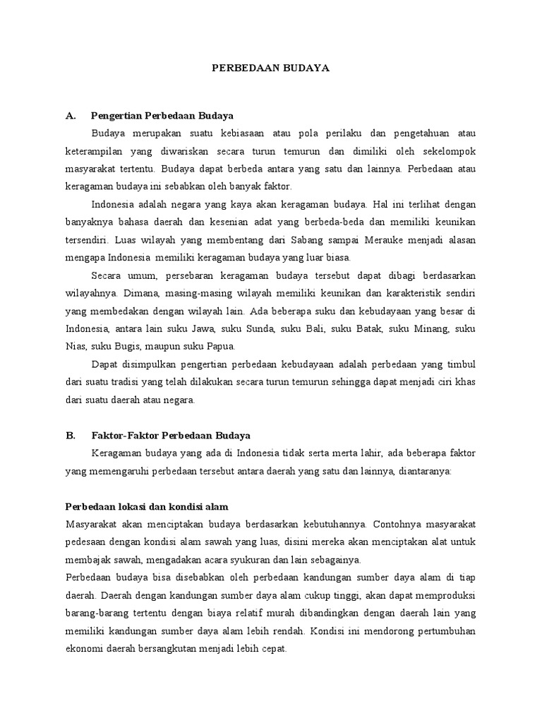 Makalah Perbedaan Budaya | PDF