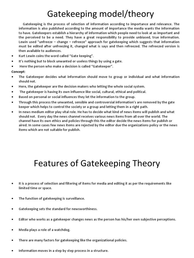 Gatekeeping Model | PDF | News | Cognitive Science
