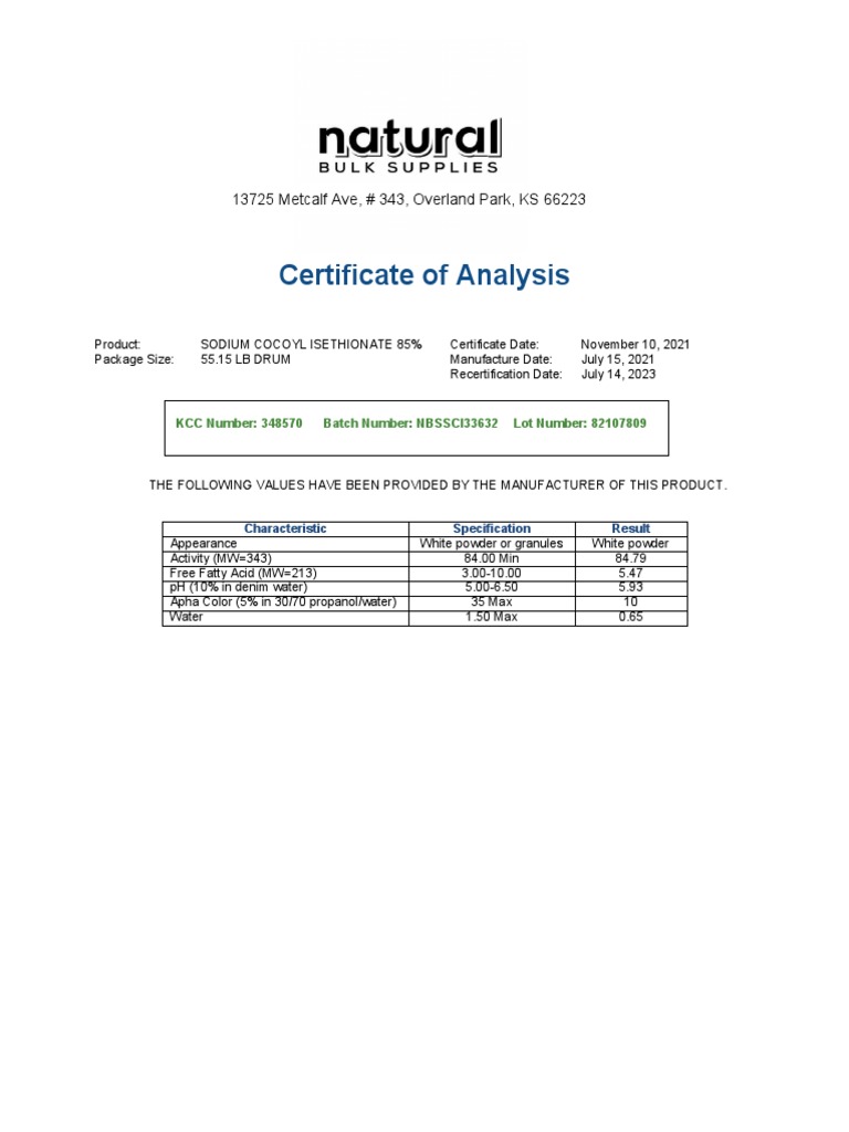 Coa Sci 85 Powder | PDF