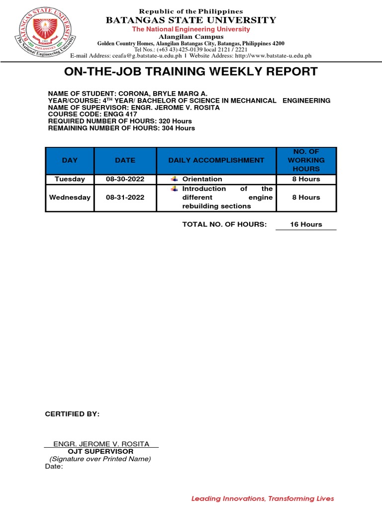 Weekly Report 1 5 | PDF | Engineering