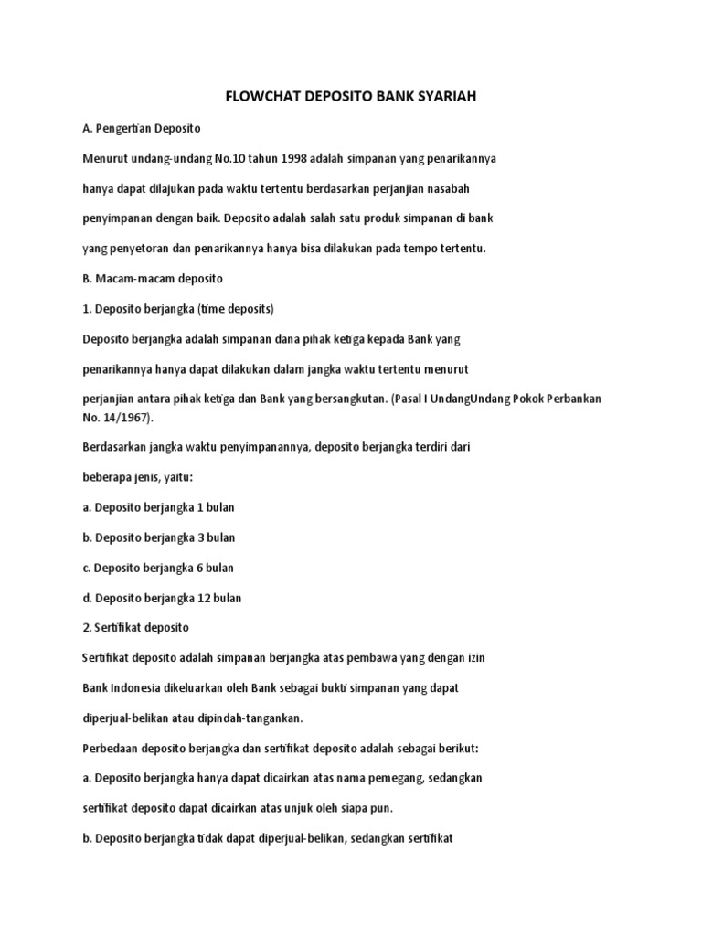 Flowchat Deposito Bank Syariah | PDF
