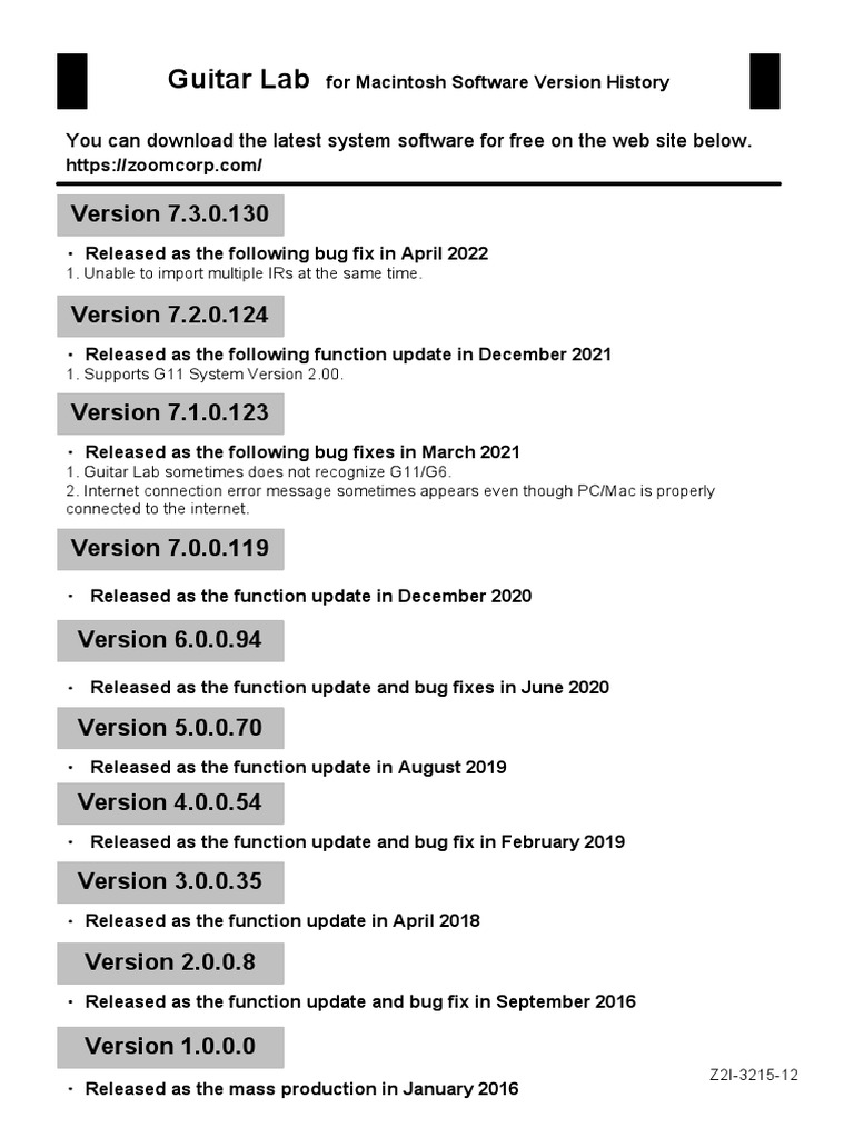 GuitarLab - Mac - Software Version History - 730130 - en | PDF | Computers