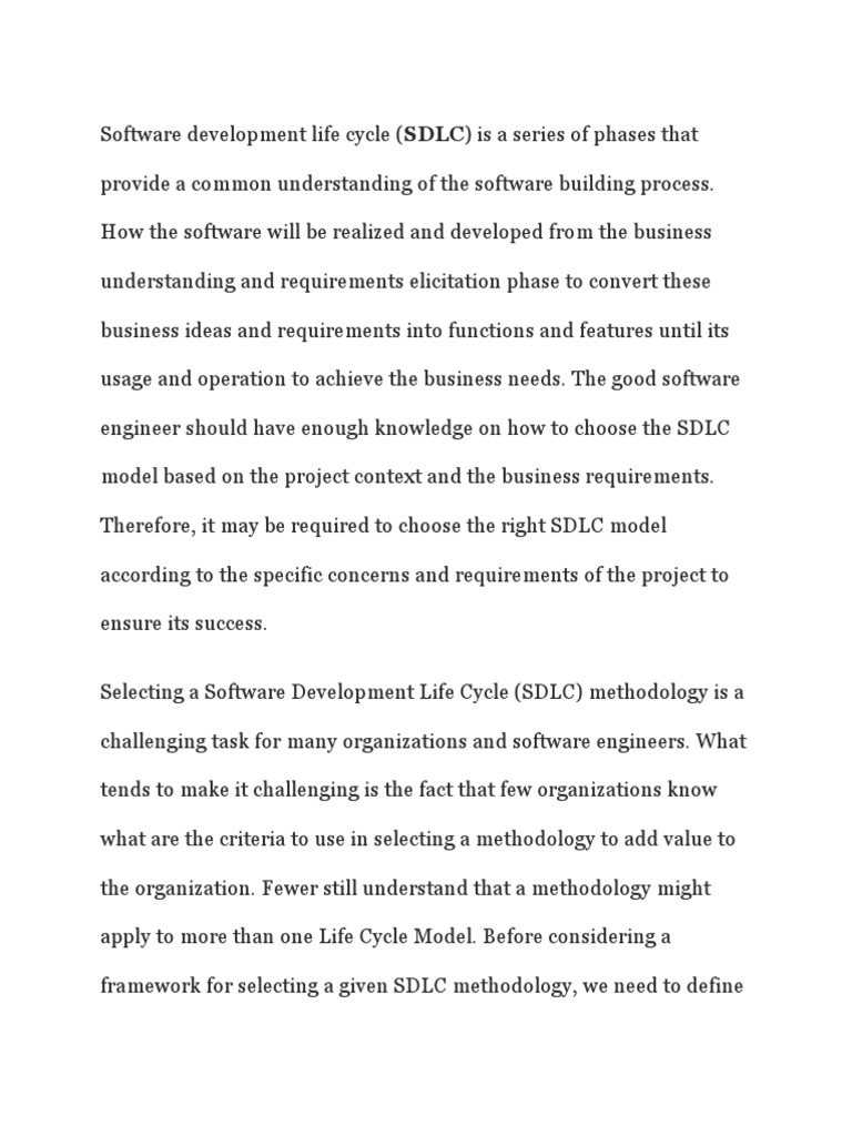 Software Development Life Cycle | PDF | Software Development Process ...