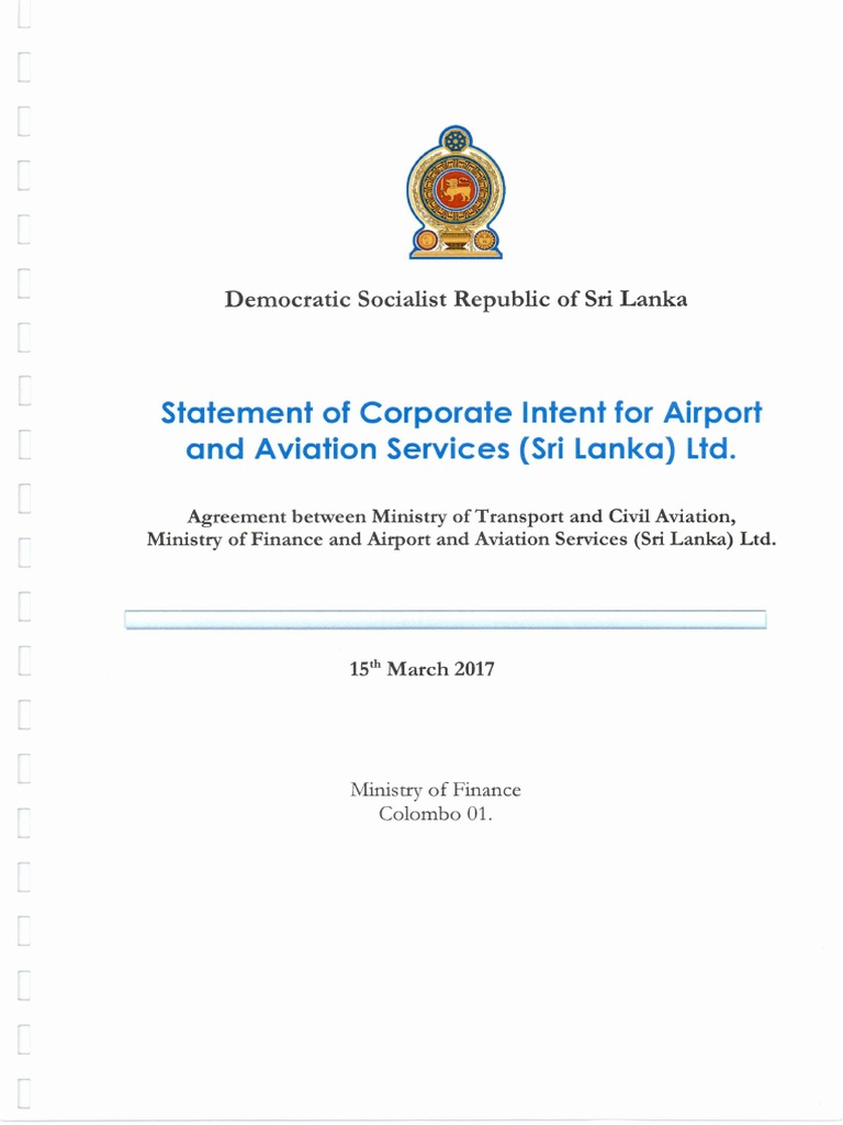 Statement of Corporate Intent For Airport and Aviation Services LTD | PDF