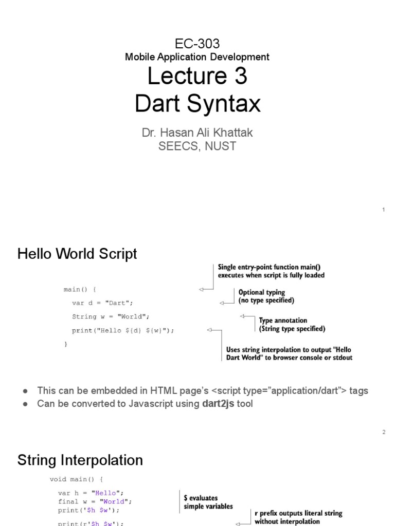 Lecture 3 Dart Syntax Pdf Computer Programming Technology Development