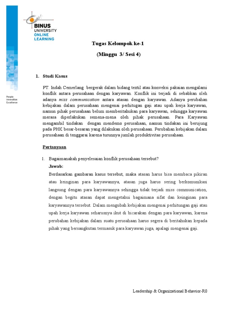 Tugas Kelompok Ke-1 (Minggu 3/ Sesi 4) : 1. Studi Kasus | PDF