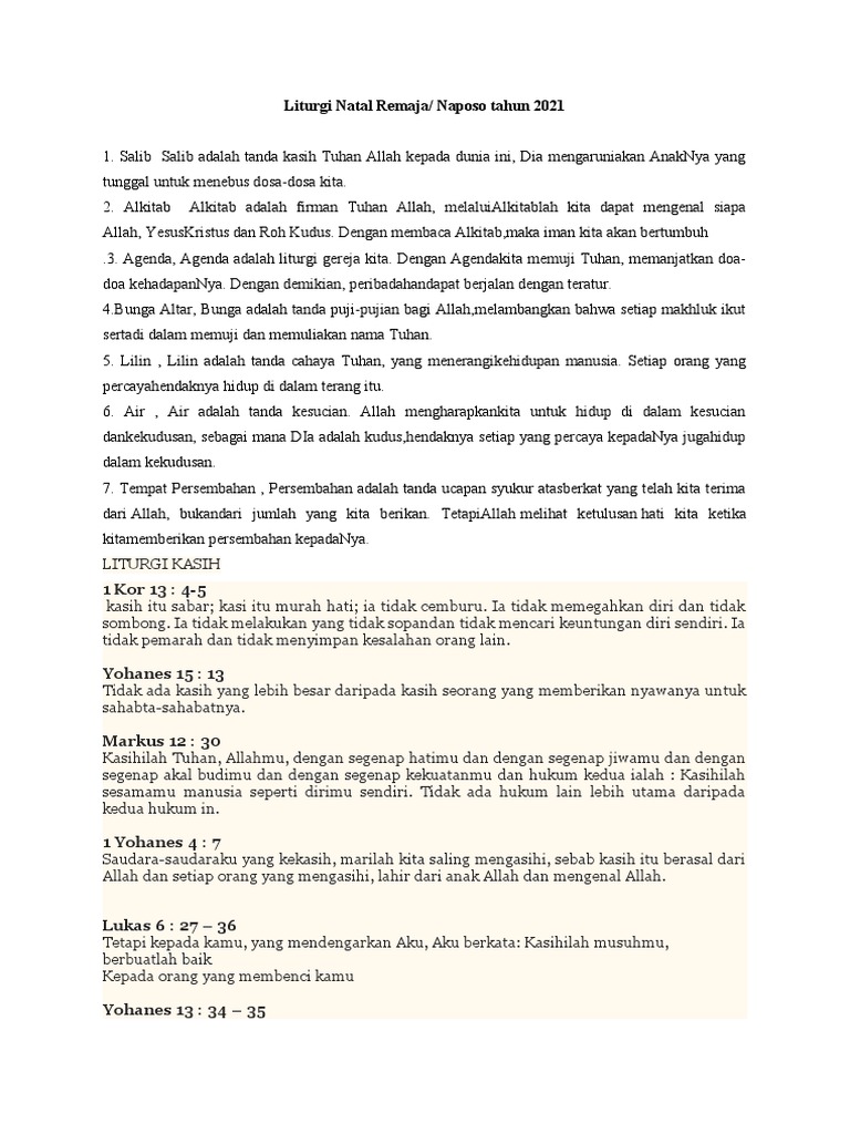 Liturgi Naposo Dan Remaja 2021 | PDF | Agama & Spiritualitas