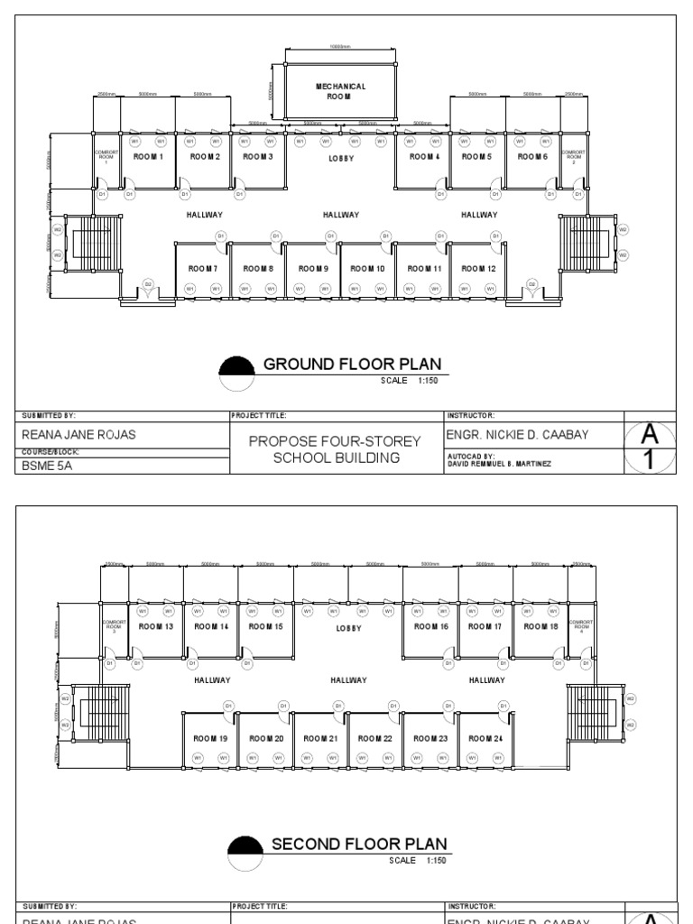 4-Storey School Building | PDF | Window | Door