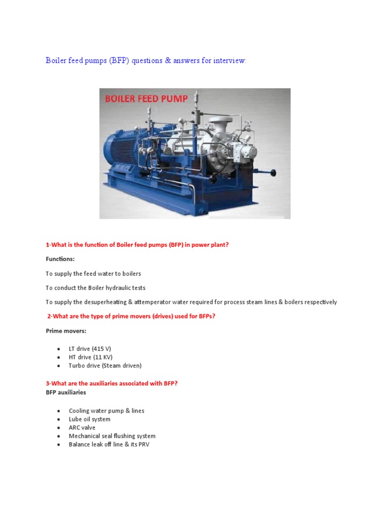 BFP Questions | PDF | Pump | Valve