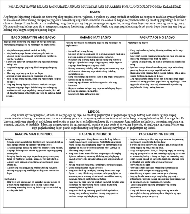 Bago Dumating Ang Bagyo Habang May Bagyo Pagkatapos NG Bagyo | PDF