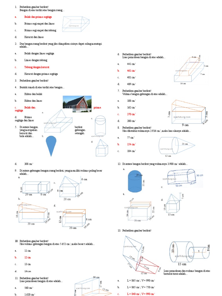 Soal Volume Bangun Ruang gABUNGAN | PDF