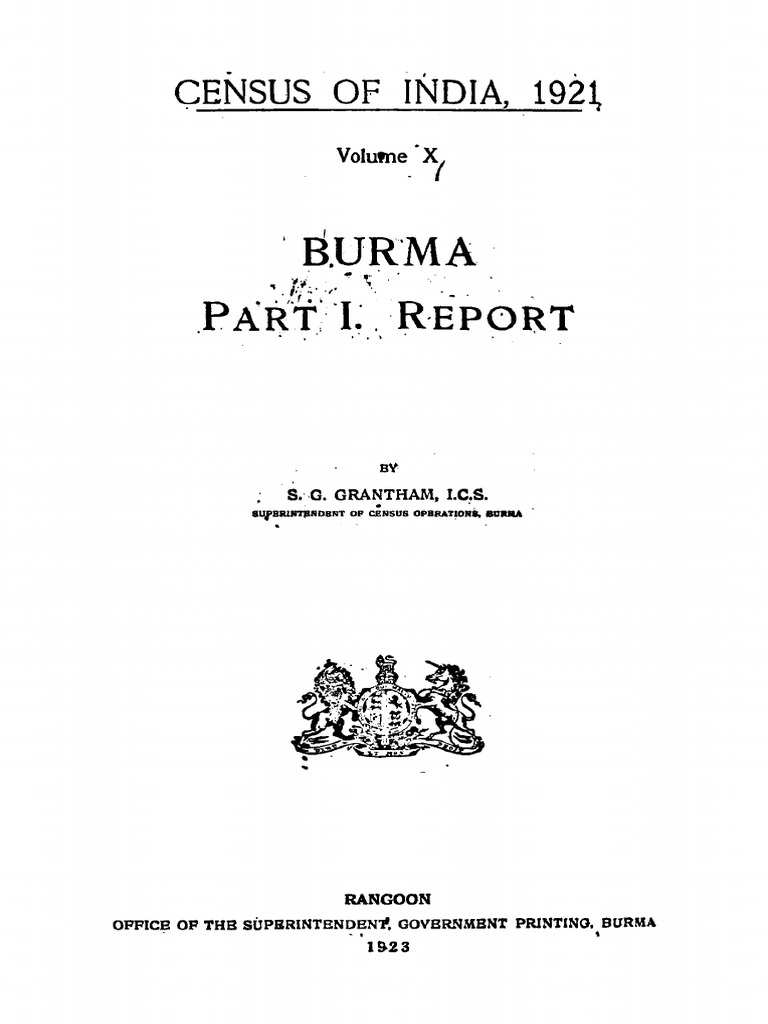 1921 Burma Census Report Full | PDF