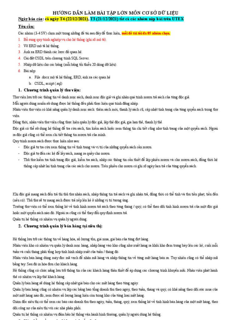 Bai Tap Thiet Ke CSDL | PDF