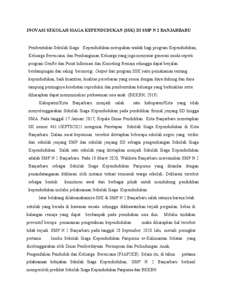 Inovasi Spenda Terkait SSK | PDF