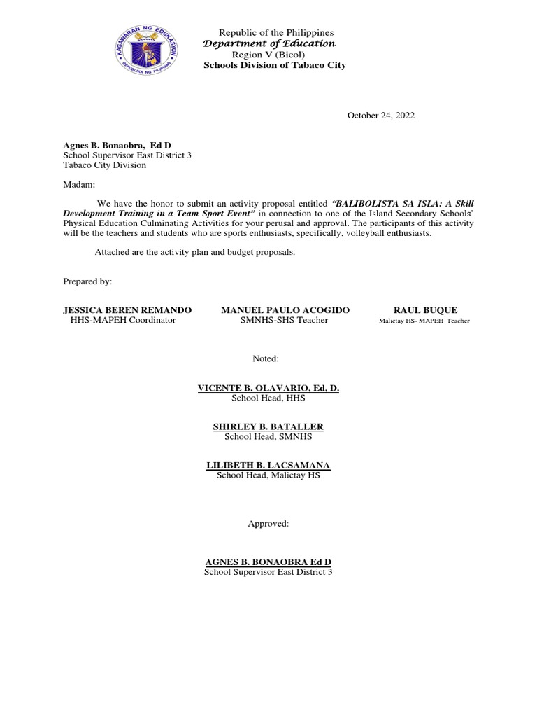 Draft Volleyball Training Proposal | PDF | Teachers