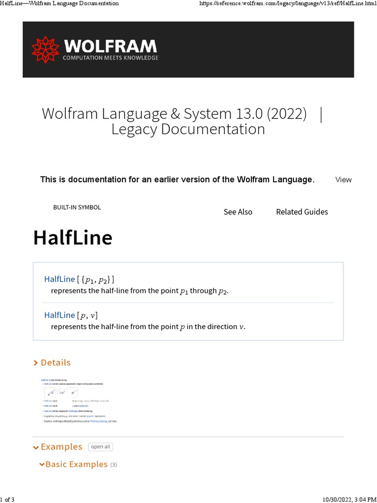HalfLine-Wolfram Language Documentation | PDF | Geometry | Line (Geometry)