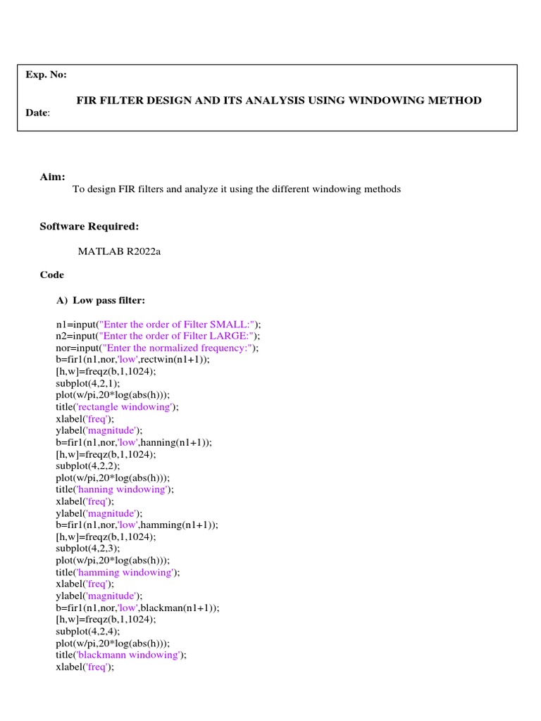 Matlab Code For Windowing Techniques Pdf Electrical Engineering Cybernetics 