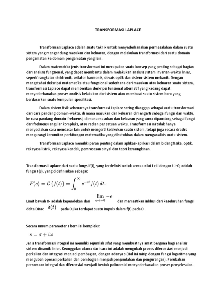 Transformasi Laplace untuk Insinyur | PDF