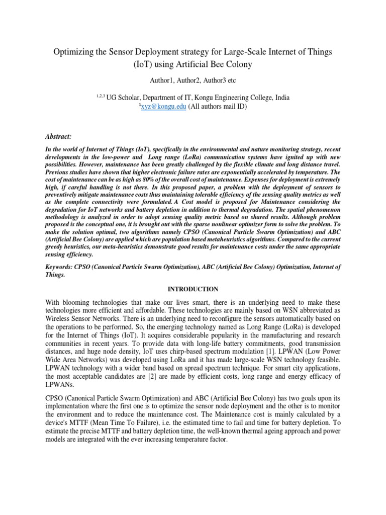 IoT Sensor Deployment Optimization | PDF | Wireless Sensor Network ...