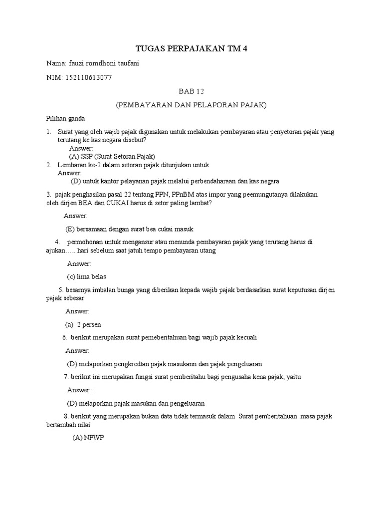 Tugas Perpajakan TM 4 | PDF