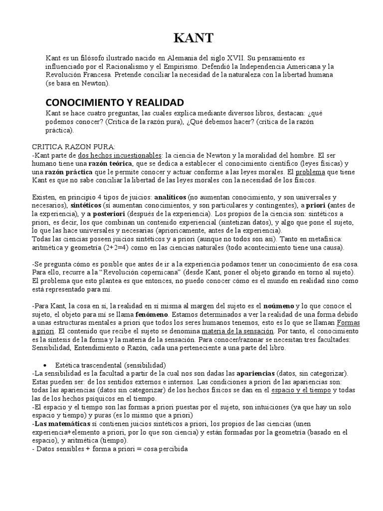 KANT | PDF | Immanuel Kant | A priori y a posteriori