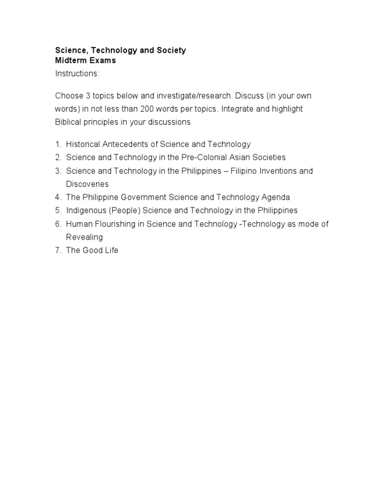 STS Midterm Exam | PDF